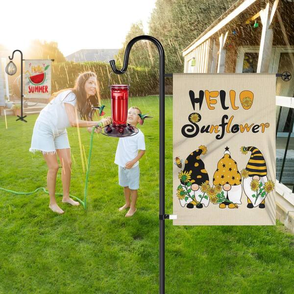 60 in. Heavy Duty Metal Shepherd Hook with Flag Holder for 28 in. x 40 ...