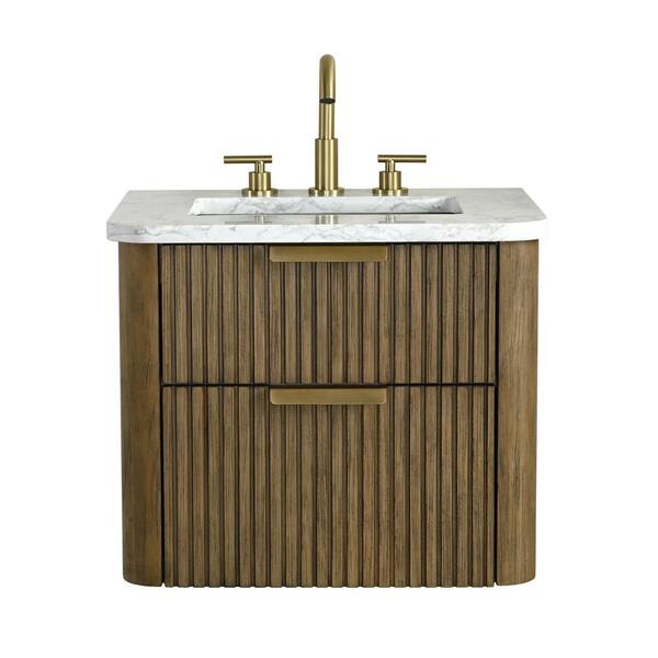 SUDIO Warren 24 in. W Floating Bath Vanity in Aged Oak with Engineered ...