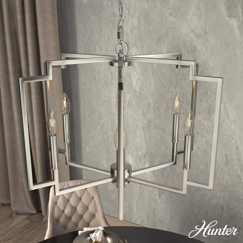 Hunter Zoanne 6-Light Brushed Nickel Geometric Chandelier 19573 - The ...