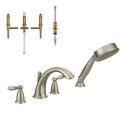 MOEN Brantford 8 in. Widespread 2-Handle High-Arc Bathroom Faucet Trim Kit in Brushed Nickel ...