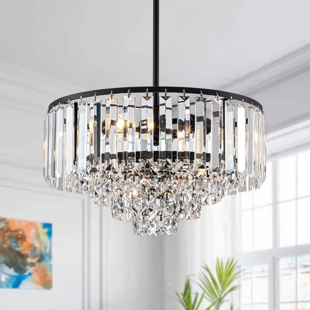 TinHon Modern Black Crystal Pendant Light for Dining Room and Kitchen ...