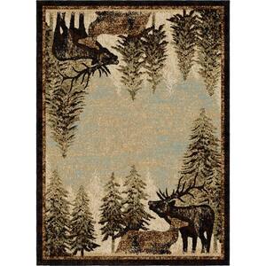 Mayberry Rug Lodge King Lazy Bear Multi-Colored 2 ft. x 8 ft. Area Rug ...