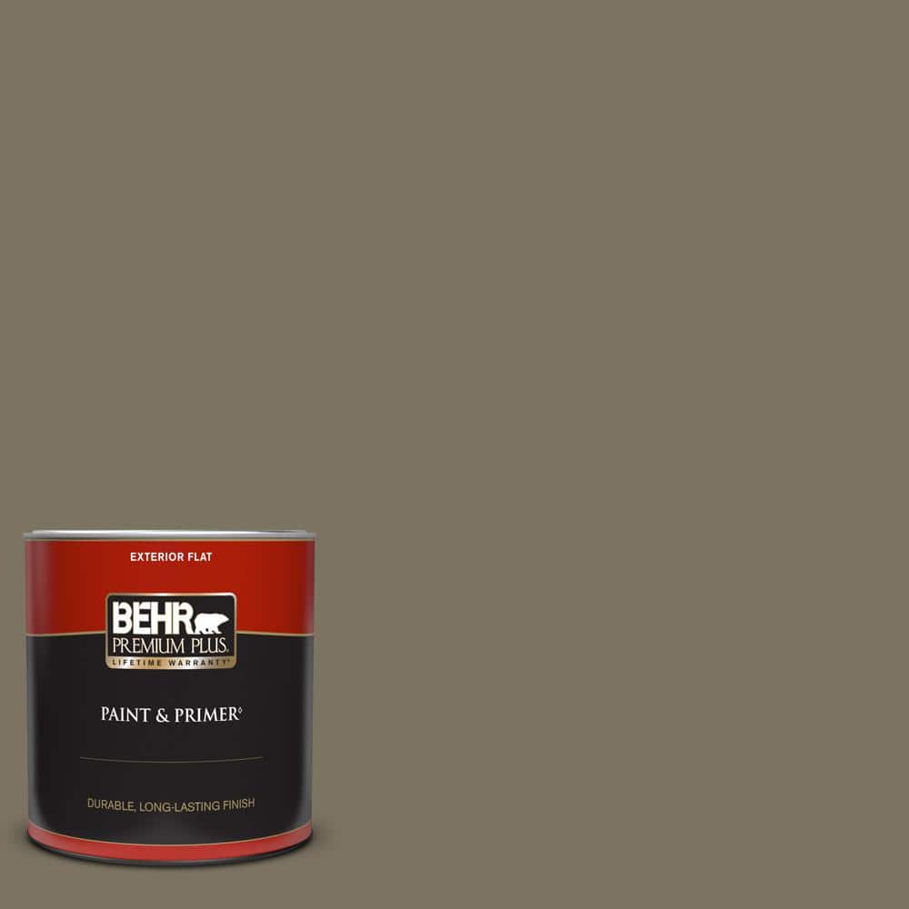BEHR PREMIUM PLUS 1 qt. #N320-6 Arrowhead Flat Exterior Paint & Primer ...