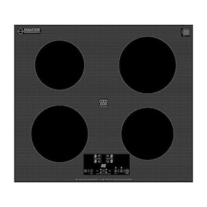 JEREMY CASS 24 in. 4-Elements Glass Top Induction Cooktop in Black with ...