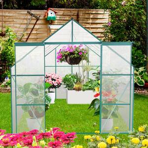 JAXPETY 8 ft. W x 10 ft. D Polycarbonate Greenhouse for Outdoors, with ...