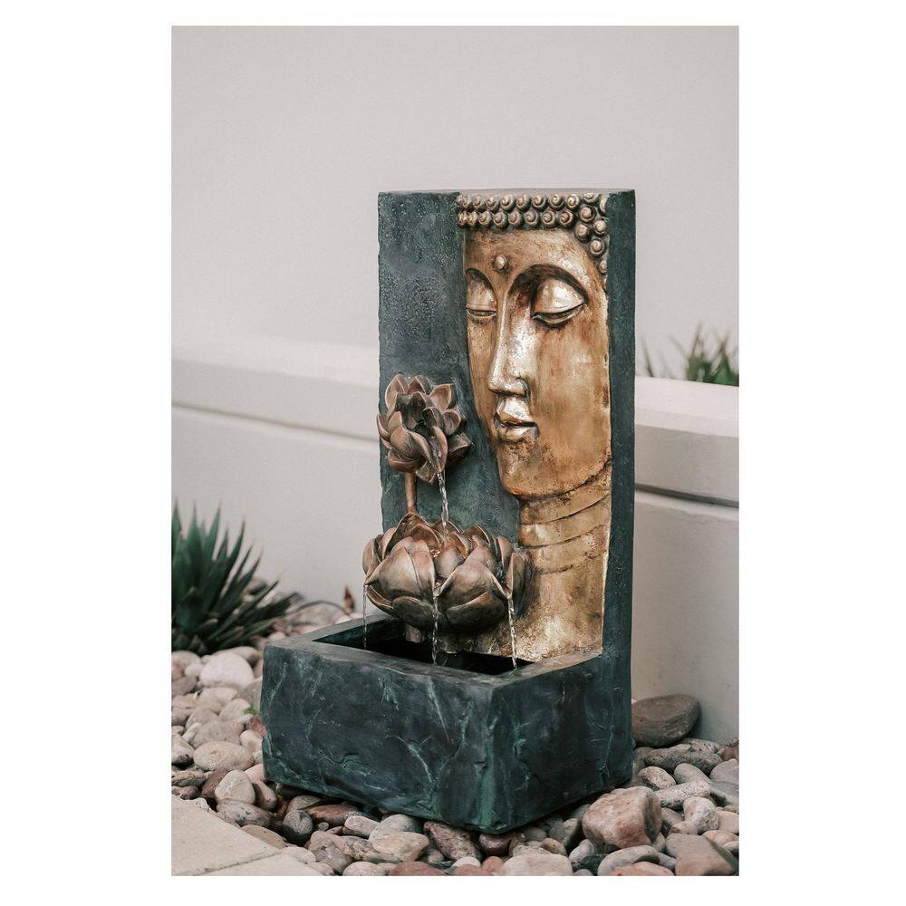 Xbrand 30 in. H Zen Buddha Face Water Fountain w/ LED light & Pump ...