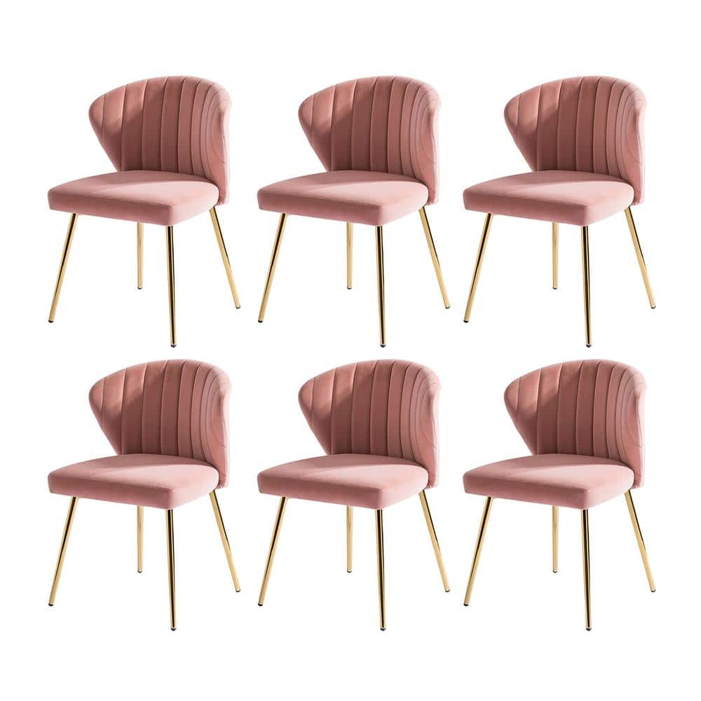 JAYDEN CREATION Olinto Pink Side Chair with Metal Legs Set of 6 ...