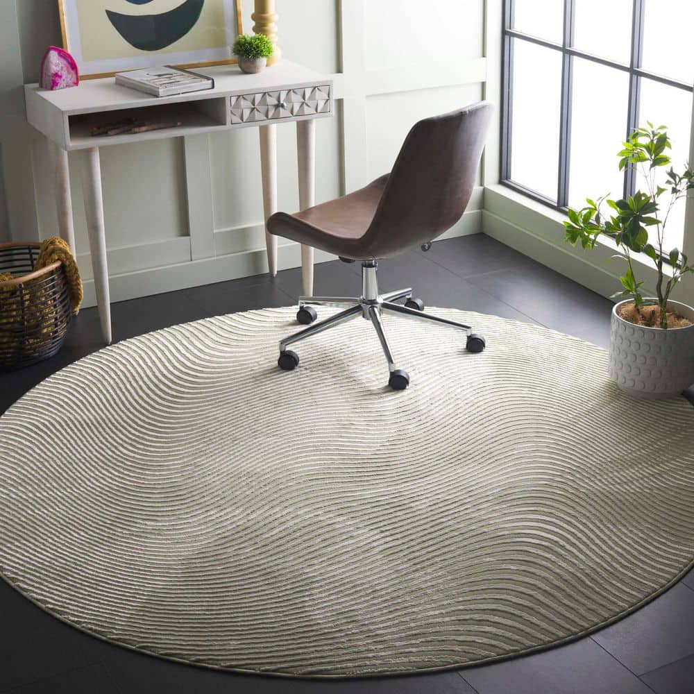 SAFAVIEH Revive 7 ft. x 7 ft. Sage/Ivory Solid Abstract Swirl Round ...