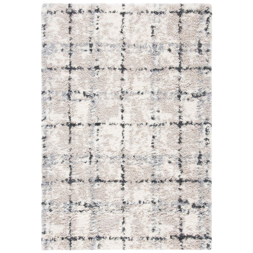 SAFAVIEH Fontana Shag 8 ft. x 10 ft. Gray/Ivory Geometric Abstract Area ...