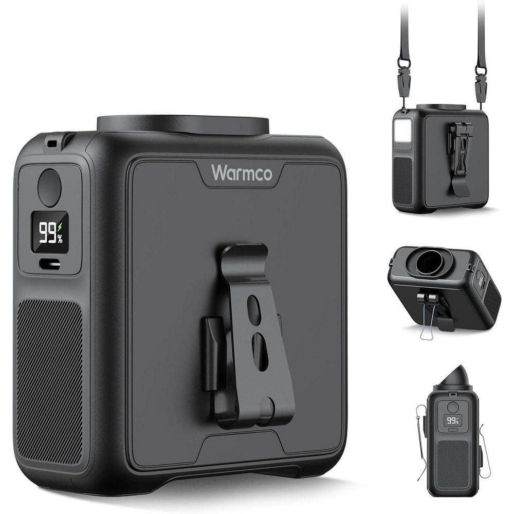 Warmco 1.58 in. 4-Speeds Personal Fan in Black, 10000mAh Rechargeable ...
