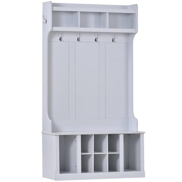 Harper & Bright Designs White Multifunctional 3-in-1 Design Hall Tree ...