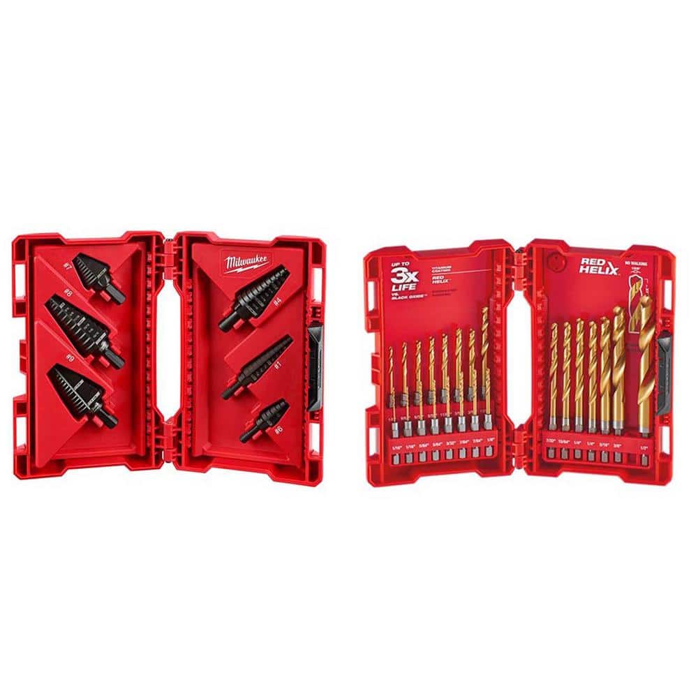 Milwaukee Black Oxide Step Drill Bit Set with Titanium Drill Bit Set (29-Piece) 48-89-9224-48-89 ...