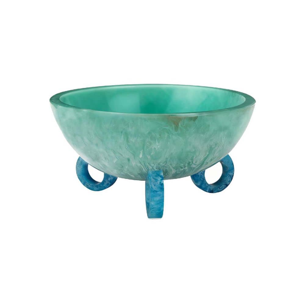 9 in. Blue Resin Fruit Bowl for Kitchen Counter for Coffee Table ...