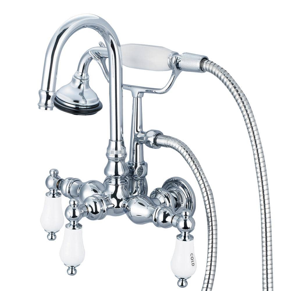 Water Creation 3-Handle Claw Foot Tub Faucet with Labeled Porcelain ...