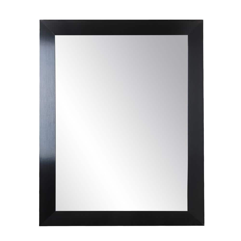 BrandtWorks 32 in. W x 60 in. H Rectangle Framed Black Satin Mirror ...