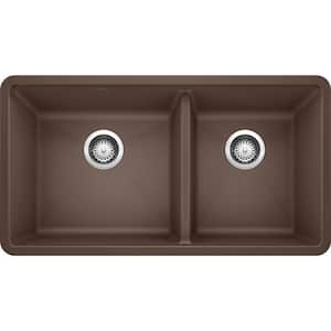 Blanco PRECIS Undermount Granite Composite 29.75 in. 50/50 Double Bowl ...