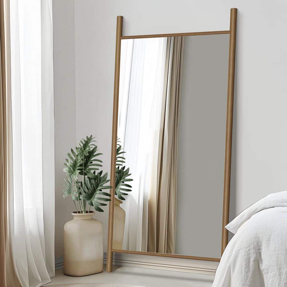 Lumioca Brown 31 in. W x 70 in. H Rectangle Solid Wood Ladder Full ...