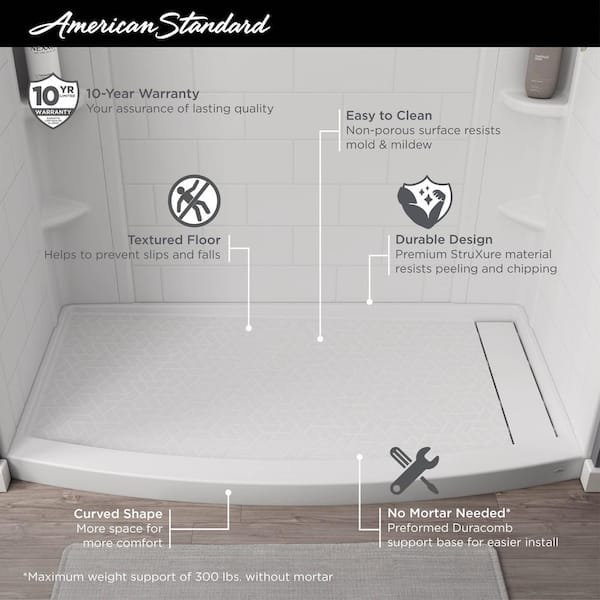 Presto Converted Standard Shower Curb Ovation 48x30 Inch Low Threshold