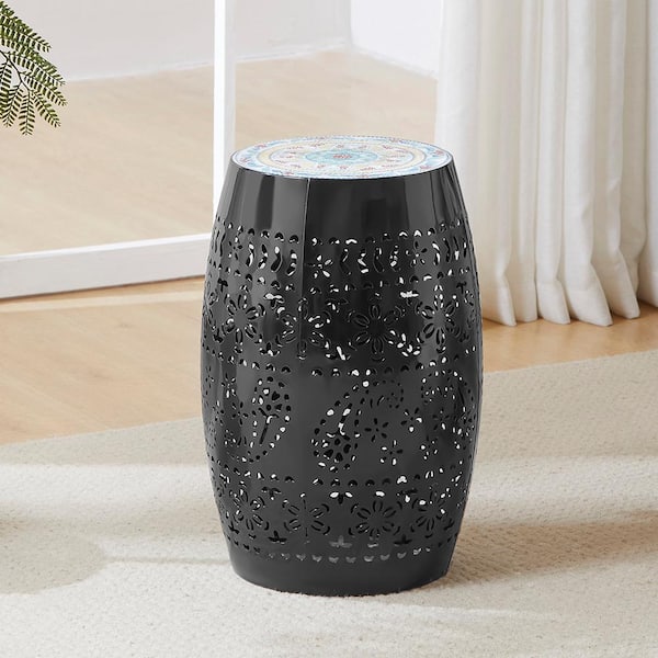 Black ceramic outdoor side table store