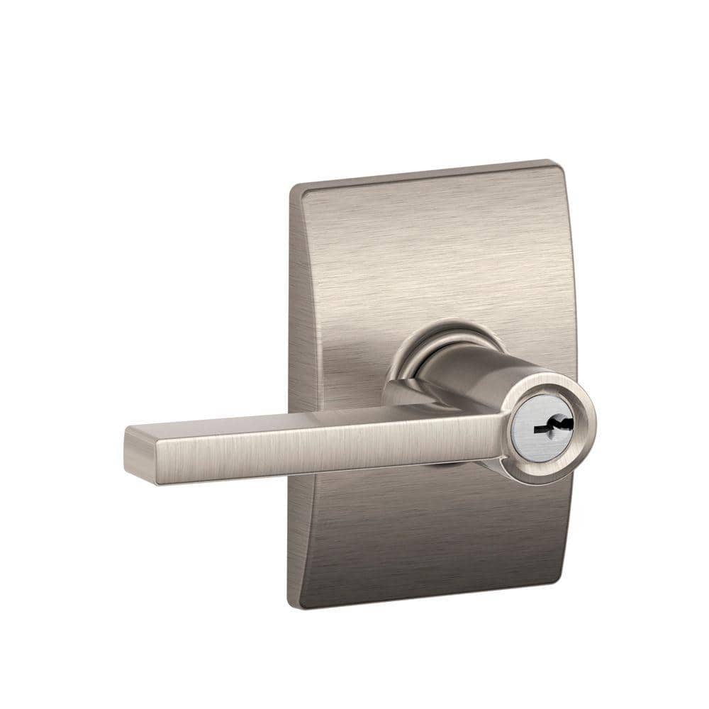 Schlage Latitude Satin Nickel Keyed Entry Door Handle with Century Trim ...