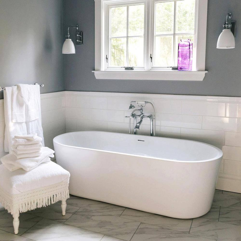 DreamLine Enigma 53 in. x 29 in. Freestanding Acrylic Soaking Bathtub ...
