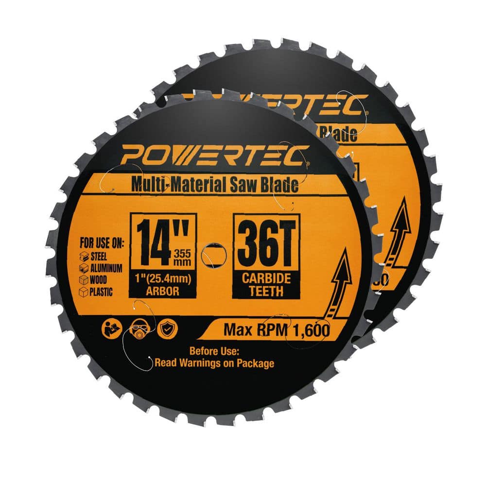 POWERTEC 14 in. x 36-Tooth Cold Saw Blade, 1 in. Arbor, Multi-Material ...