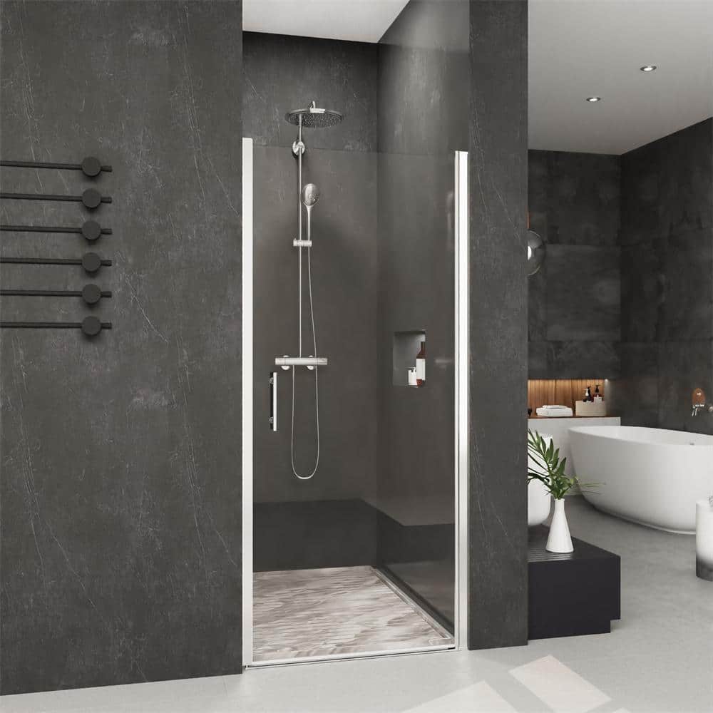 CASAINC 35 in. W x 72 in. H Sliding Semi-Frameless Single Panel Shower ...