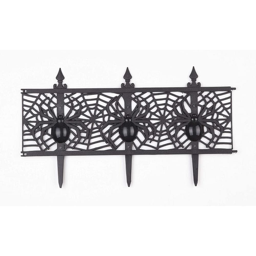 SKYMALL 12 in. Plastic Decorative Halloween Spider Garden Fence (Set of ...