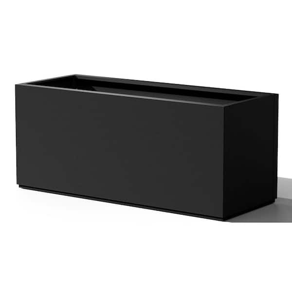 TUYOHW Modern 26 Inch Rectangular Metal Planter-Black Outdoor Indoor ...