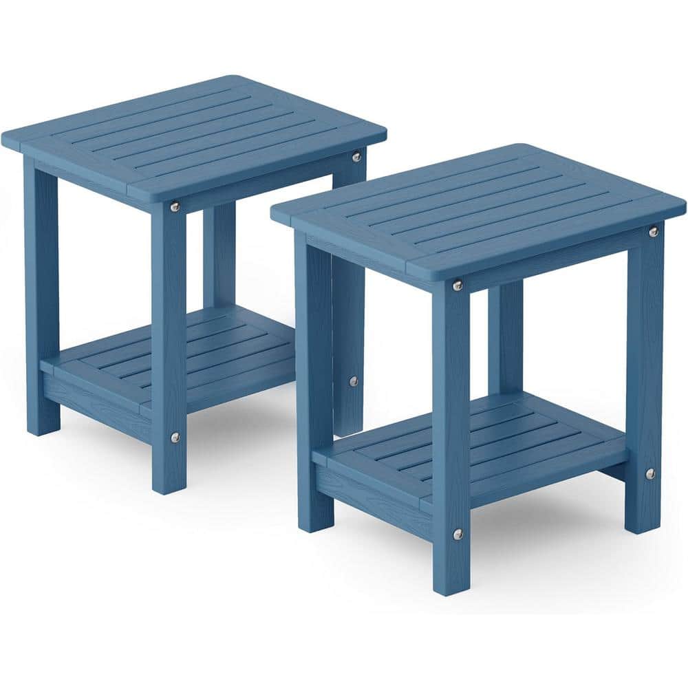 Mximu 16.73 in. H Navy Square Plastic Double Layer Adirondack Outdoor ...