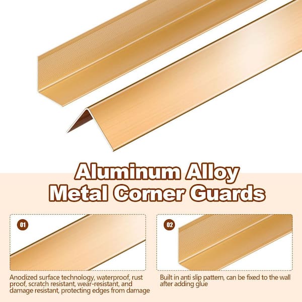 NVNOO 1.2 in. x 4 ft. Aluminum Wall Corner Guard Protectors with 90 ...