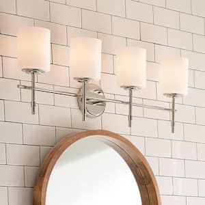 KICHLER Joelson 34 in. 4-Light Brushed Nickel Transitional Bathroom ...
