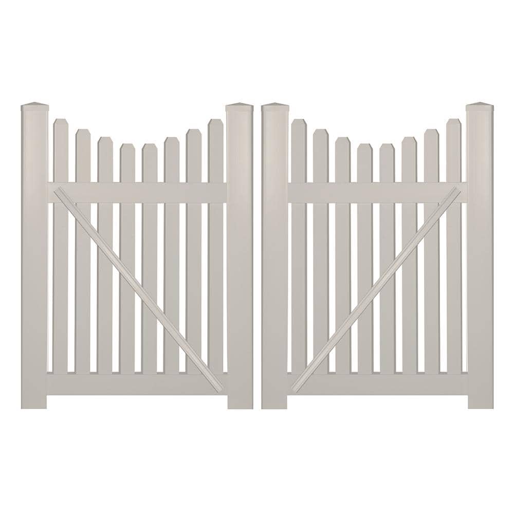 Weatherables Richmond 8 ft. W x 5 ft. H Tan Vinyl Picket Fence Double ...