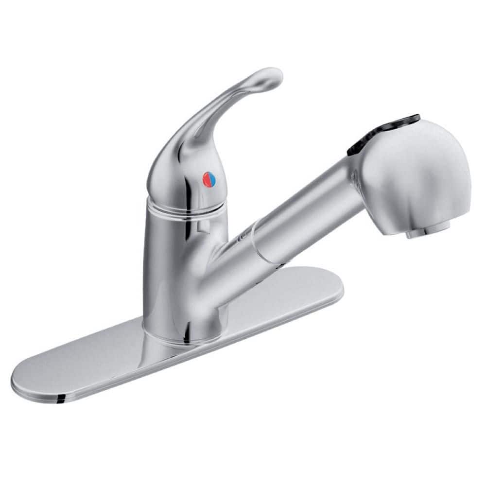 MOEN Capstone Chrome 8.44 in. H Pull Out Sprayer Kitchen Faucet with ...