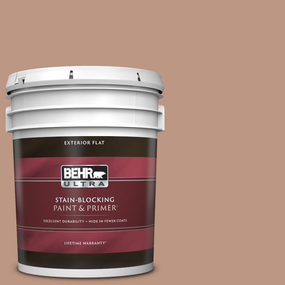 BEHR ULTRA 5 gal. #S190-4 Spiced Brandy Flat Exterior Paint & Primer ...