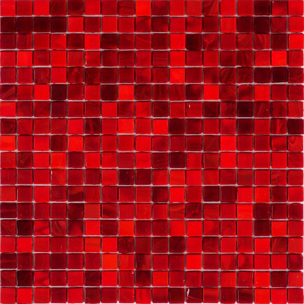 Apollo Tile Skosh Glossy Rose Red 11.6 in. x 11.6 in. Glass Mosaic Wall ...