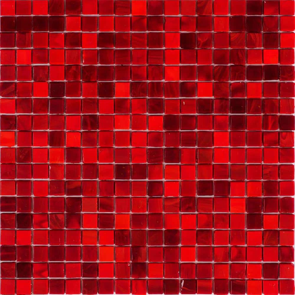 Apollo Tile Skosh 4 in. x 6 in. Glossy Rose Red Glass Mosaic Uniform ...
