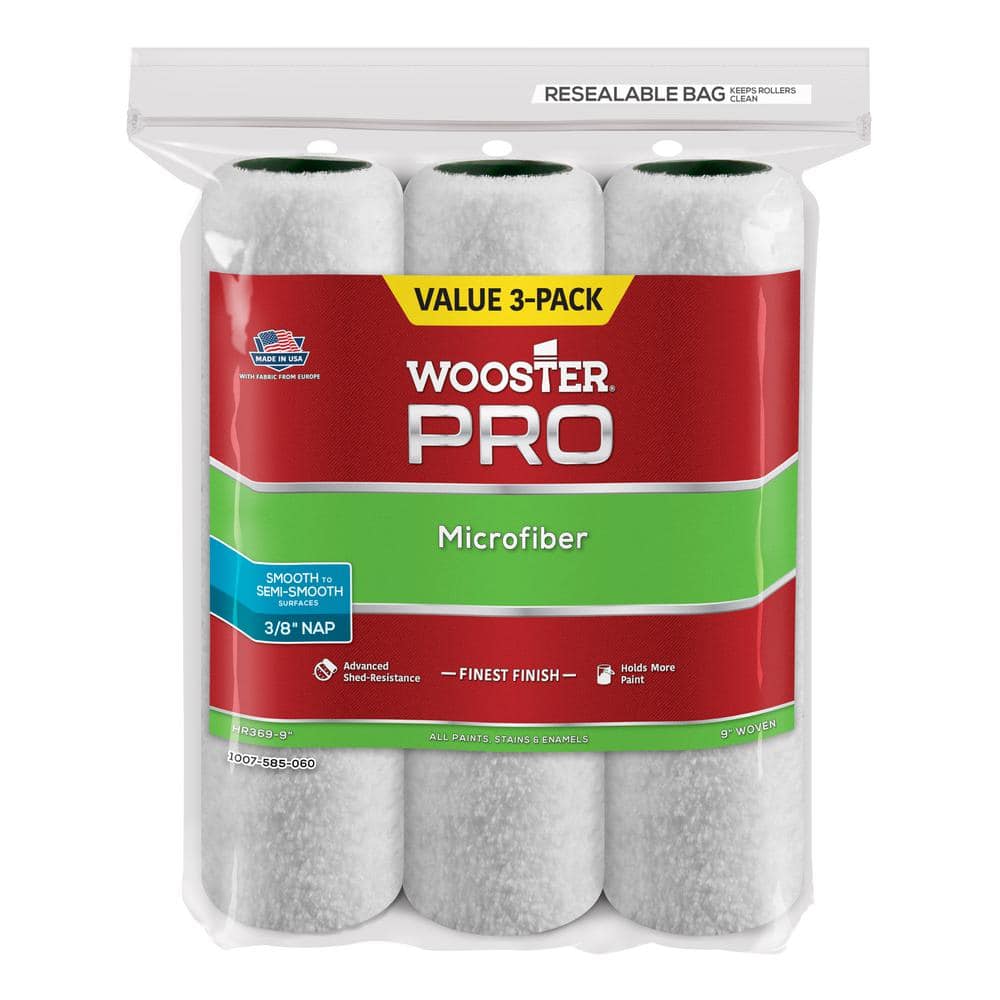 Wooster 9 in. x 3/8 in. Pro Microfiber High-Density Fabric Roller Cover ...