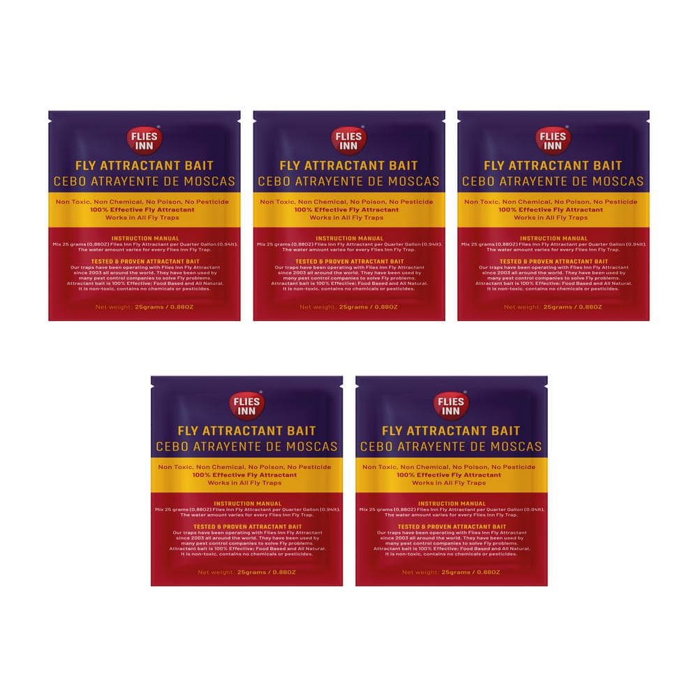 FLIES INN 5 Fly Attractant Baits for Outdoor Fly Traps, Low Odor, Works ...