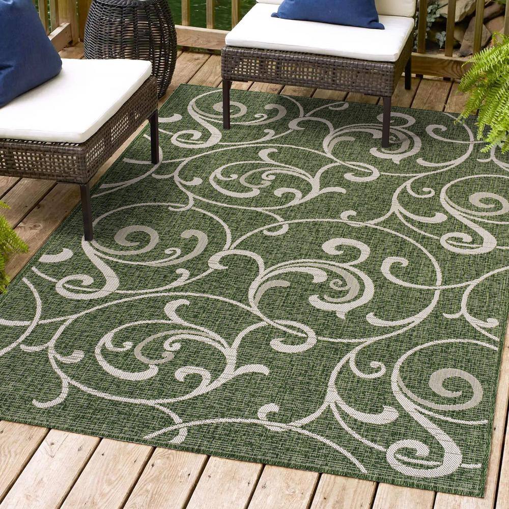 JONATHAN Y Maribel Traditional Classic All-Over Scroll Green/Cream 3 ft ...