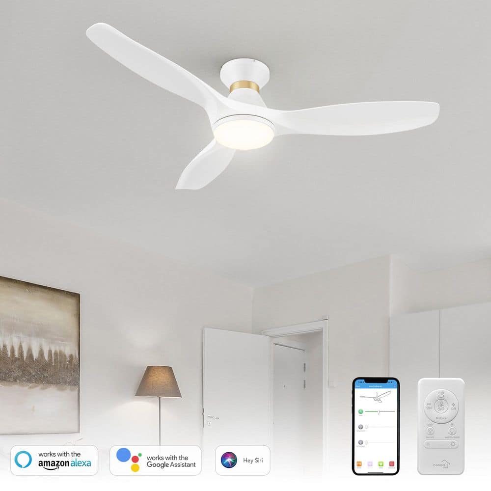 CARRO Kore 52 in. Integrated LED Indoor White Smart Ceiling Fan with ...