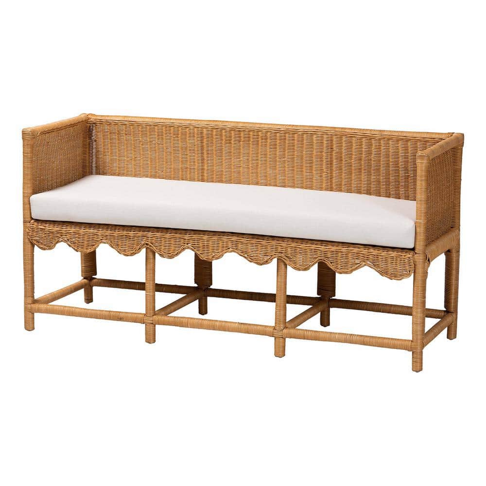 bali & pari Seranay Light Honey Rattan Accent Bench with Back 59 in ...