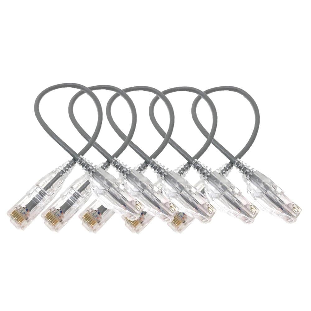 Micro Connectors, Inc 1 ft. 28 AWG Ultra Slim CAT 6-Patch Cables, Gray ...