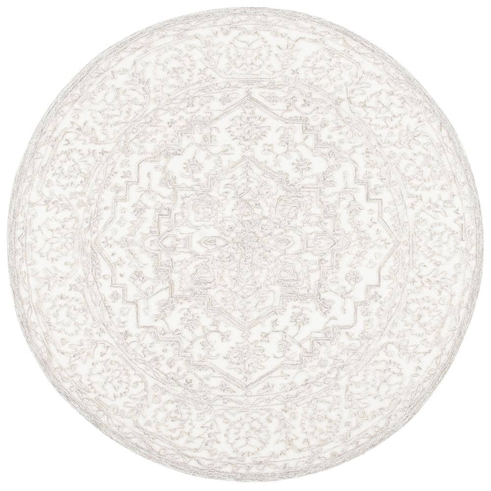 SAFAVIEH Trace Ivory/Natural 6 ft. x 6 ft. High-Low Round Area Rug ...