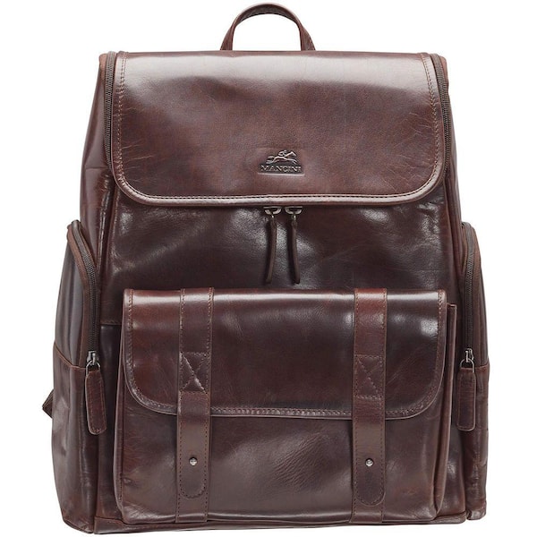 MANCINI Buffalo 16 in. Brown Backpack with Zippered Laptop/Tablet ...