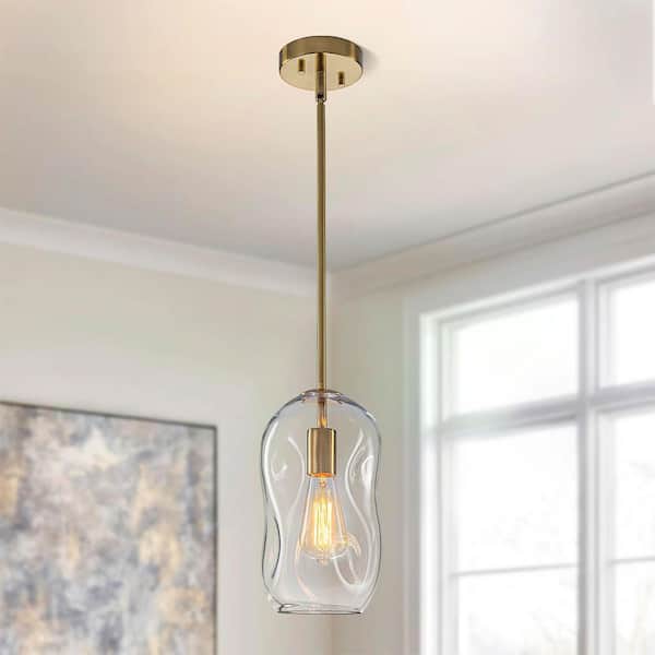 GoYeel (Set of 2) 5.91 in. 1-Light Gold Modern Pendant Light with ...