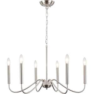 LWYTJO Clerise 6-Light Distressed White Classic Candle Style Chandelier ...