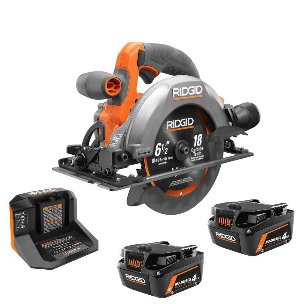 RIDGID 18V MAX Output Starter Kit with (2) 4.0 Ah MAX Output Batteries ...