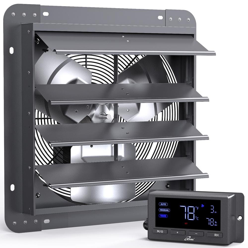 iLIVING 1200 CFM 14 in. Wall Mounted Shutter Exhaust Fan, with ...