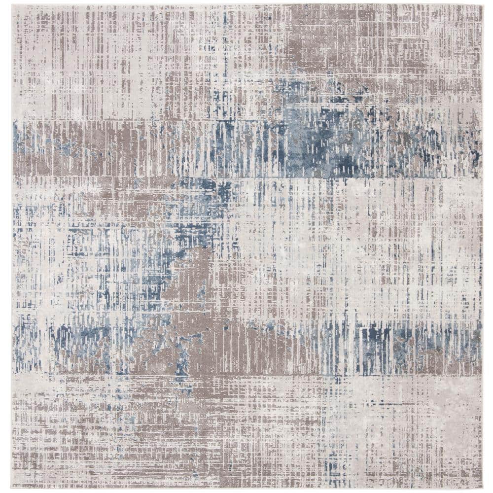 SAFAVIEH Craft Gray/Blue 7 ft. x 7 ft. Square Abstract Area Rug CFT874F ...